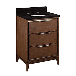 Signature Hardware 953494-24-UM-8 Hytes 25" Free Standing Single Vanity Set with Mahogany Cabinet, Vanity Top, and Oval Undermount Vitreous China Sink - 8" Faucet Holes