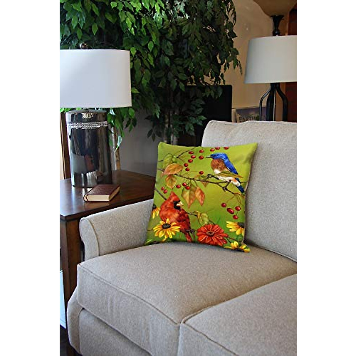 Toland Home Garden Birds N Berries 18 x 18 Inch Decorative Indoor Pillow Case Only (2-Pack)