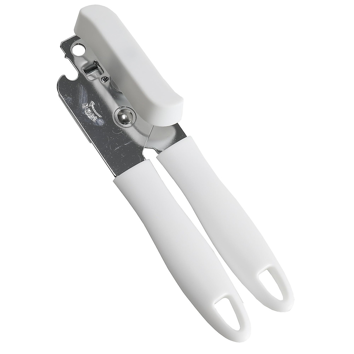 Chef Craft Select Stainless Steel Can Opener with Plastic Handle, 7.5 inches in Length, White