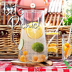 Simax Large Glass Pitcher With Spout: 2.5 Qt Glass Pitchers With Handle - Borosilicate Glass Sangria Pitcher - Big Water Pitcher Glass - Angled Cylinder Design Sangria Pitchers -80 Oz Cocktail Pitcher
