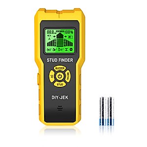 DIY-JEK Stud Finder Wall Scanner, Upgraded 6 in 1 Electronic Stud Detector Sensor with LCD Display & Audio Alarm for Wood Metal AC Live Wire Detection, Joist Pipe, Copper Tube Tester
