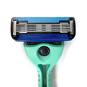 Preserve POPi Shave 5 Razor System Made with recycled Ocean Plastic, Neptune Green and Preserve POPi Shave 5 Replacement Cartridges for Preserve POPi Shave 5 Razor (4 Count) Bundle