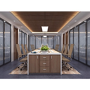 2xhome Contemporary Mid Century Modern High Back Tall Ribbed PU Leather Swivel Tilt Adjustable Chair with Back Swivel Wheels Designer Boss Executive Office Conference Room Work Task Tall Desk Tan