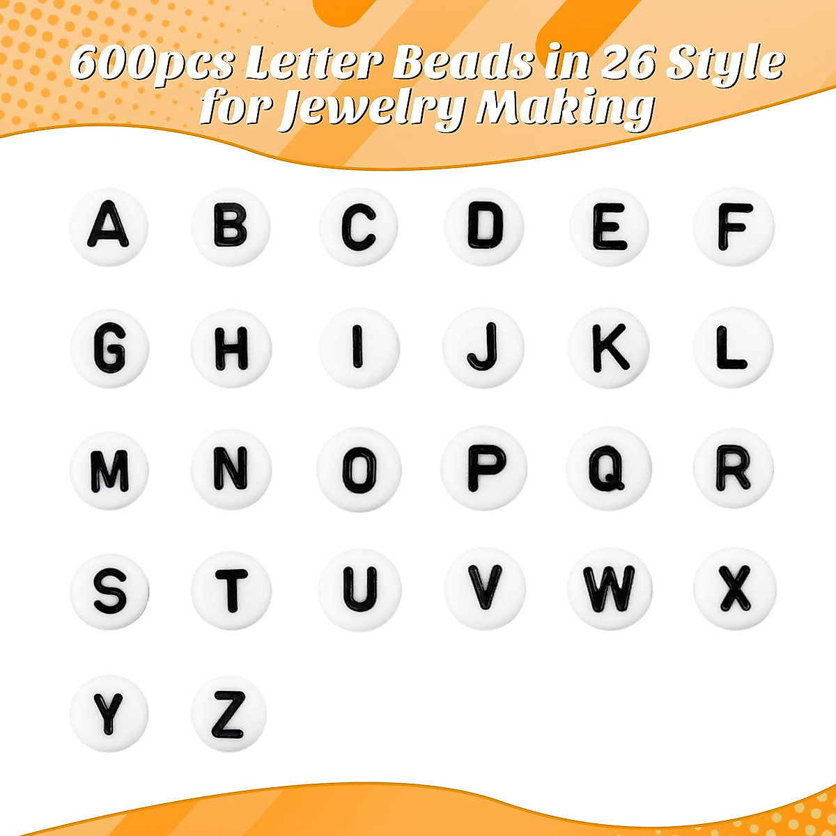 600pcs Letter Beads for Bracelets kit，Alphabet Beads for Jewelry Making Bracelets Necklaces Key Chains 4X7mm (C, White)