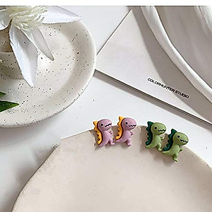 Caiyao Cute Dinosaur Stud Earrings Resin Funny Animal Dangle Earrings Necklace Set for Women-Style 1