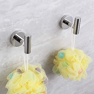 kimzcn Polished Stainless Steel Towel Coat Hooks Bathroom Clothes Garage Hotel Cabinet Closet Sponges Robe Hook Wall Mounted Round Kitchen Heavy Duty Bath Door Hanger 2 Pack