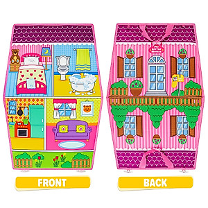 OKOOKO Dress Up House Felt Board 35PCS Double-Sided Foldable Dress Up Teaching Girls Toy Preschool Crafts Storytelling Early Learning Interactive Play Kit for Toddlers Kids