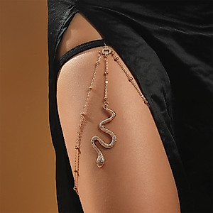 Gold Snake Thigh Chain for Women Beach Boho Style Leg Chain Body Jewlery Snake Pendant Thigh for Women Halloween Costume Accessories