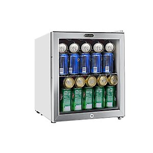 Whynter BR-062WS Stainless Steel Beverage Refrigerator with Lock, 62 Cans, White