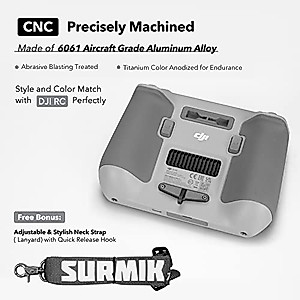 SYMIK Neck Strap Aluminum Bracket and Neck Strap (Lanyard) Combo for DJI RC; Works with DJI Mini 3 / Mini 3 Pro / Mavic 3 Classic / Mavic 3 / Cine / Air 2S with DJI RC Controller; Mini 3 Accessories
