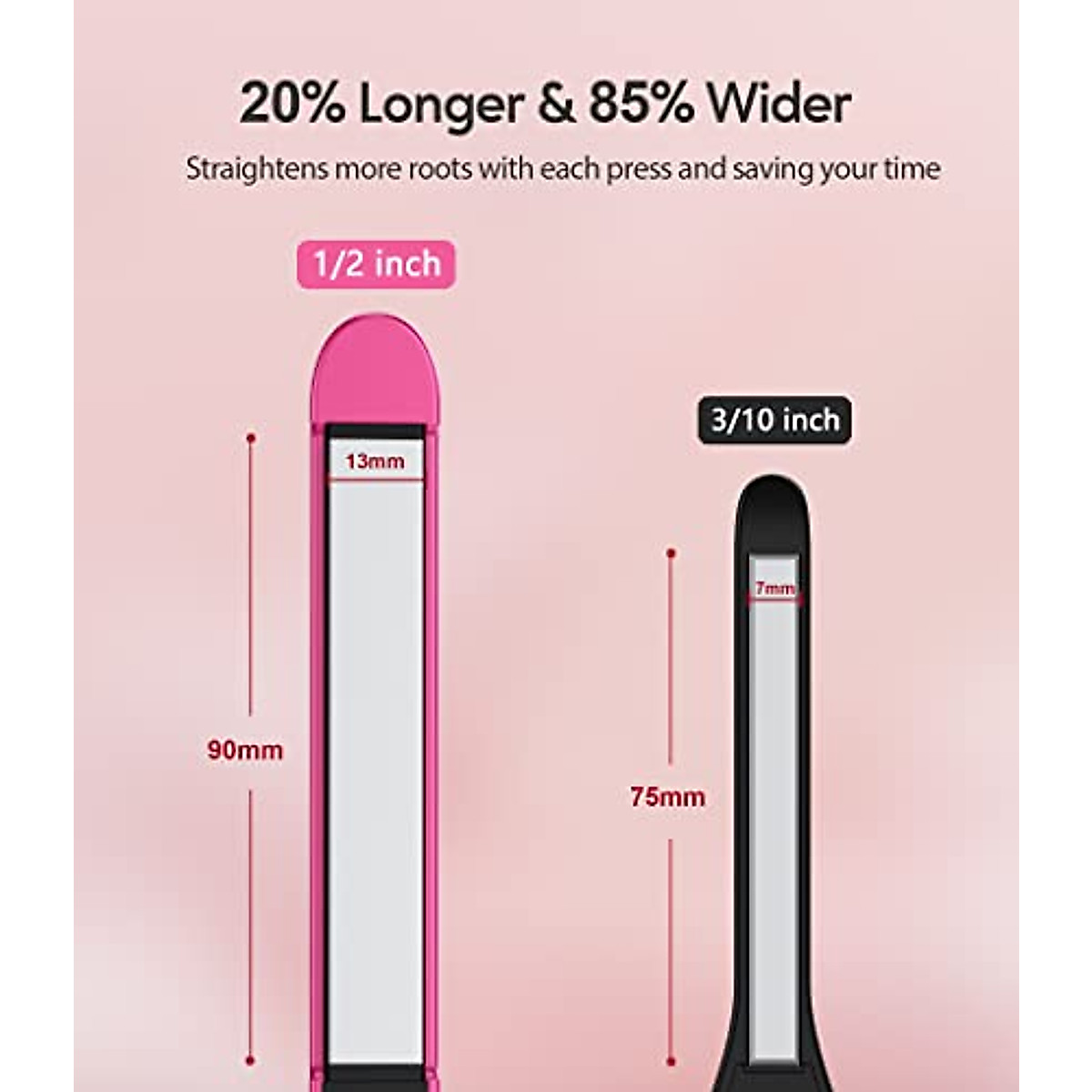 Terviiix Small Flat Irons for Short Hair, Pencil Hair Straightener for Edges, Straightening Iron for Pixie Cut & Touch Ups, Ceramic Curling Iron in One, Dual Voltage, 1/2"