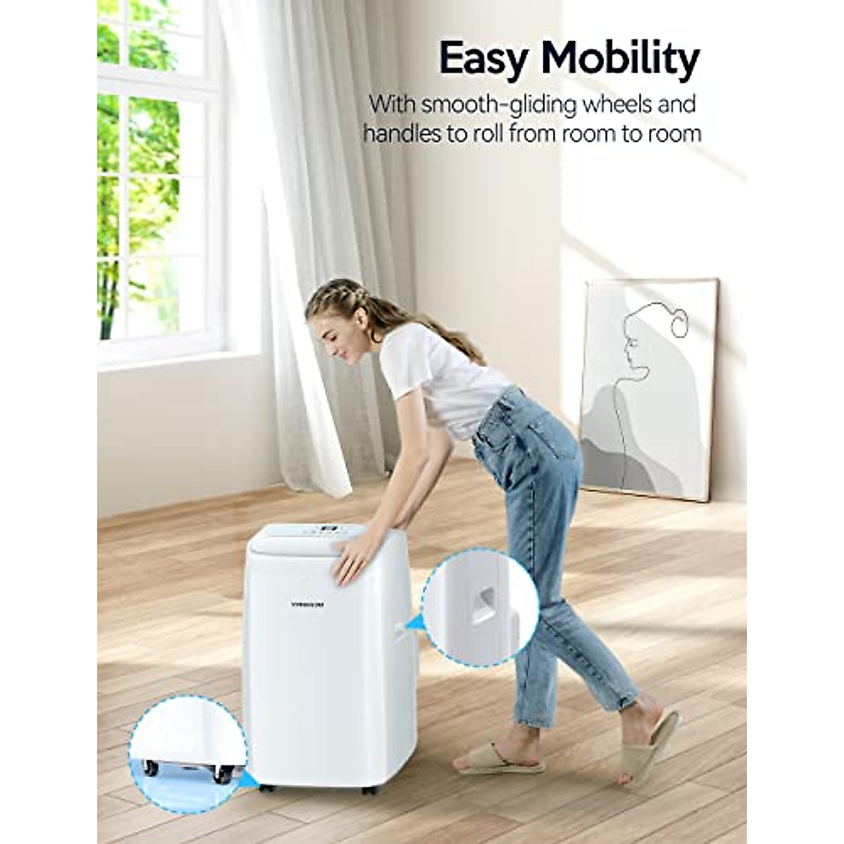 VAGKRI Portable Air Conditioners 12000 BTU ASHRAE (8150 BTU DOE/SACC), 3-in-1 AC Unit with Fan & Dehumidifier Cool up to 500 sq. ft, Portable AC with Smart/Sleep Mode, 3 Fan Speeds, Auto Swing, 24H Timer, Remote Control