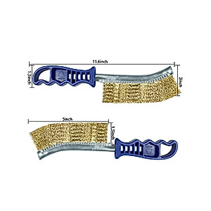 SALI 5pcs Wire Brushes for Cleaning Rust Removal Nylon/Brass/Stainless Steel Bristles with Curved Handle Grip for Dirt & Paint Scrubbing Removing Unfinished Metal Parts, Paint Stains Household Clean