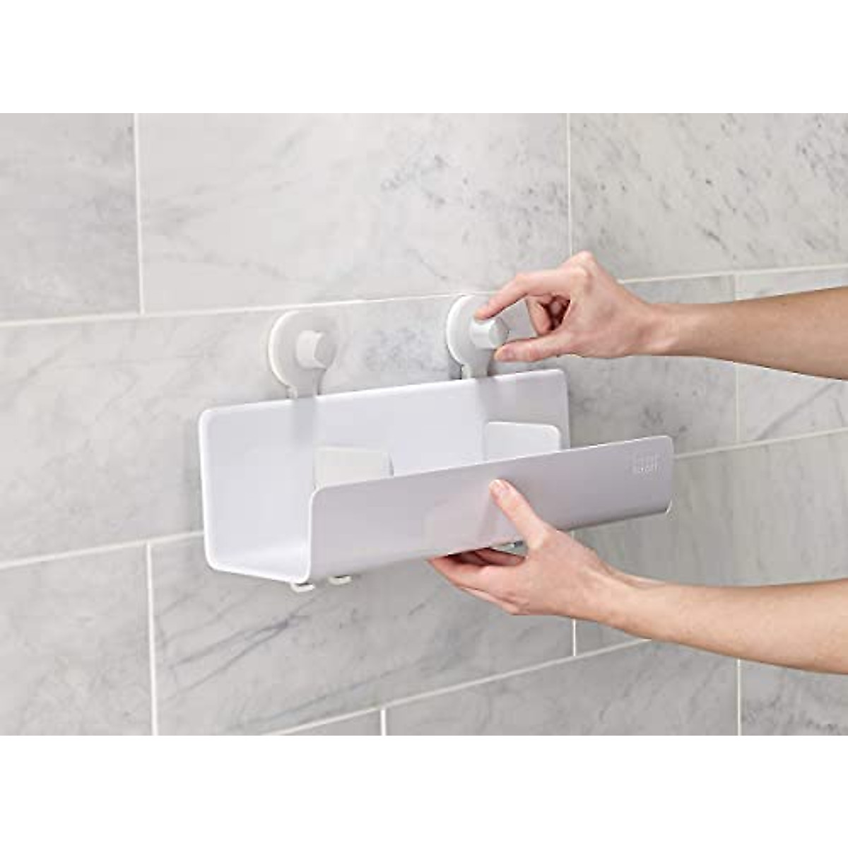 Joseph Joseph EasyStore Shower Caddy with Adjustable Mirror, Large, White