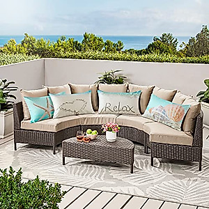 OTOSTAR Pack of 4 Outdoor Waterproof Decorative Pillow Covers Garden Throw Pillow Covers 12x20 Inch Patio Cushion Case Pillowcase Indoor Pillows Shell for Sofa Couch Tent Park Home Decor (Beach)