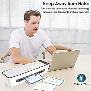 Laminator, A4 Laminator Machine, 9 Inch Cold-Thermal Laminator with 20 Pouches Sheets, 4-in-1 Personal Desktop Laminating Machine Built in Paper Cutter, Corner Rounder, Hole Puncher and Iron Ring