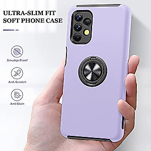 JAME Designed for Samsung Galaxy A32 5G Case with 2 Pack Tempered Glass Screen Protector Shockproof Scratch Proof Protective Cover with Built-in Magnetic Kickstand for Samsung Galaxy A32 5G, Purple