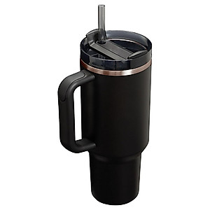 VARDENAA 40oz Tumbler with Handle and Straw, H2.0 FlowState Double Wall Vacuum Reusable Stainless Steel Insulated Water Bottle with Leak Proof lid for Hot and Cold Drinks(Black G)