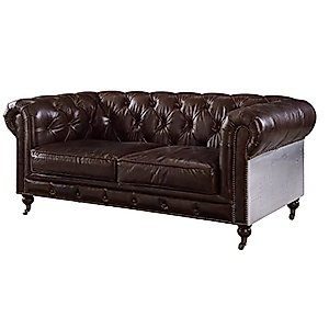 Acme Furniture Aberdeen Love Seats, Vintage Brown Top Grain Leather