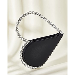 Henoyso Cute Mini Heart Shape Women Evening Clutch Bag Rhinestone Choker Necklace Heart Earrings for Valentine's Day Gift (Black)