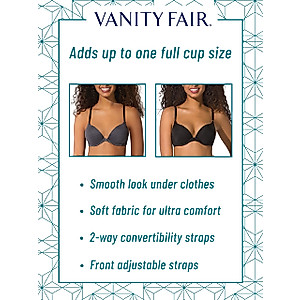 Vanity Fair Womens Ego Boost Add-a-size (+1 Cup Size) Push Up Bra, Underwire - Beige Jacquard, 36A US