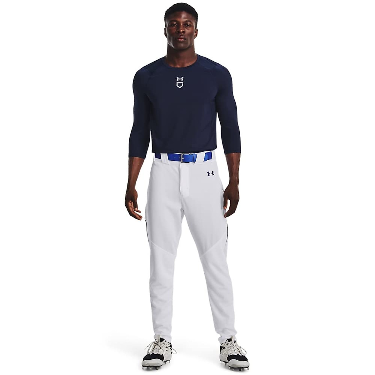 Under Armour Men's Utility Baseball Straight Leg Pant Pipe 22, (102) White/Midnight Navy/Midnight Navy, Medium