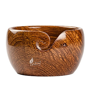INTAJ Rosewood Yarn Bowl - Yarn Knitting Bowl Handcrafted - Christmas Gift - Wooden Yarn Bowl for Knitting and Crocheting (Rosewood, 7x4")