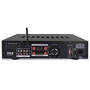 Pyle 4-Channel Bluetooth Home Power Amplifier - 2000 Watt Audio Stereo Receiver w/ Speaker Selector, AM FM Radio, USB/ SD Card Reader, Karaoke Microphone Input - Home Entertainment System