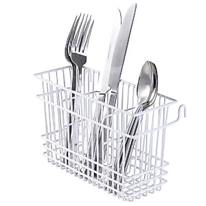 Kitchen Details Free Standing Utensil & Cutlery Holder Basket, Good for Countertops, Cabinets, Outdoor, Table Top, White