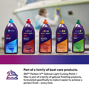 3M Perfect-It Gelcoat Light Cutting Polish + Wax, 36110, 1 Quart, One-Step Process, Removes Scratches and Swirls, Light Oxidation Remover for Boats and RVs