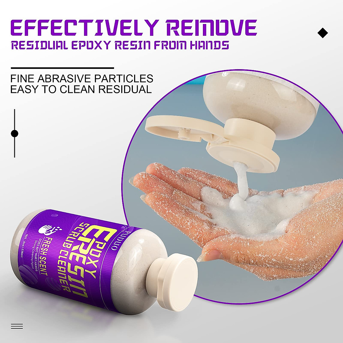 PUDUO Resin Cleaner Water Softener, Epoxy Resin Remover, Resin Remover Tools, Cleaner for Epoxy Resin, UV Resin, Resin Molds, 8 OZ Epoxy Hand Scrub Cleaner/Hand Soap (8 OZ)…