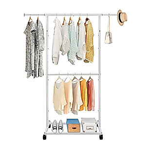 Fishat Double Rod Clothing Garment Rack White