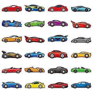 500 Pcs Race Car Stickers for Kids Transportation Stickers Sports Car Stickers Vehicle Stickers for Boys Toddler Teens Car Themed Party Favors Teacher Reward Educational Toy Art Craft Activities