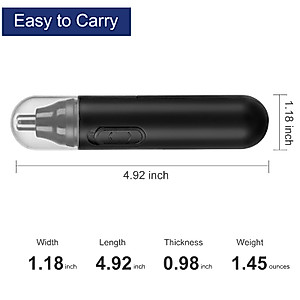 Nose Hair Trimmer, Professional Painless Nose and Ear Hair Trimmer for Women Men Waterproof Stainless Steel Head Dual Edge Blades Nose Hair Remover Mute Efficient Battery-Operated Easy Cleansing