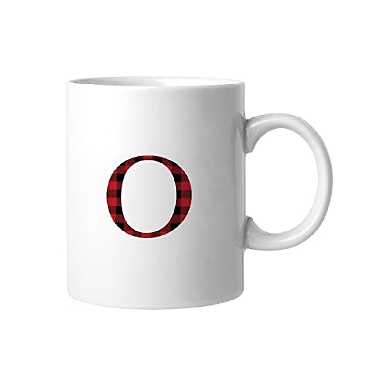 Yelolyio English Alphabet Letter Coffee Mugs, Christmas Black Red Buffalo Plaid Monogram Letter O Mug, Any Letter Floral Alphabet Coffee Cup For Her Birthday Christmas Mothers Day Coffee Mug 11oz