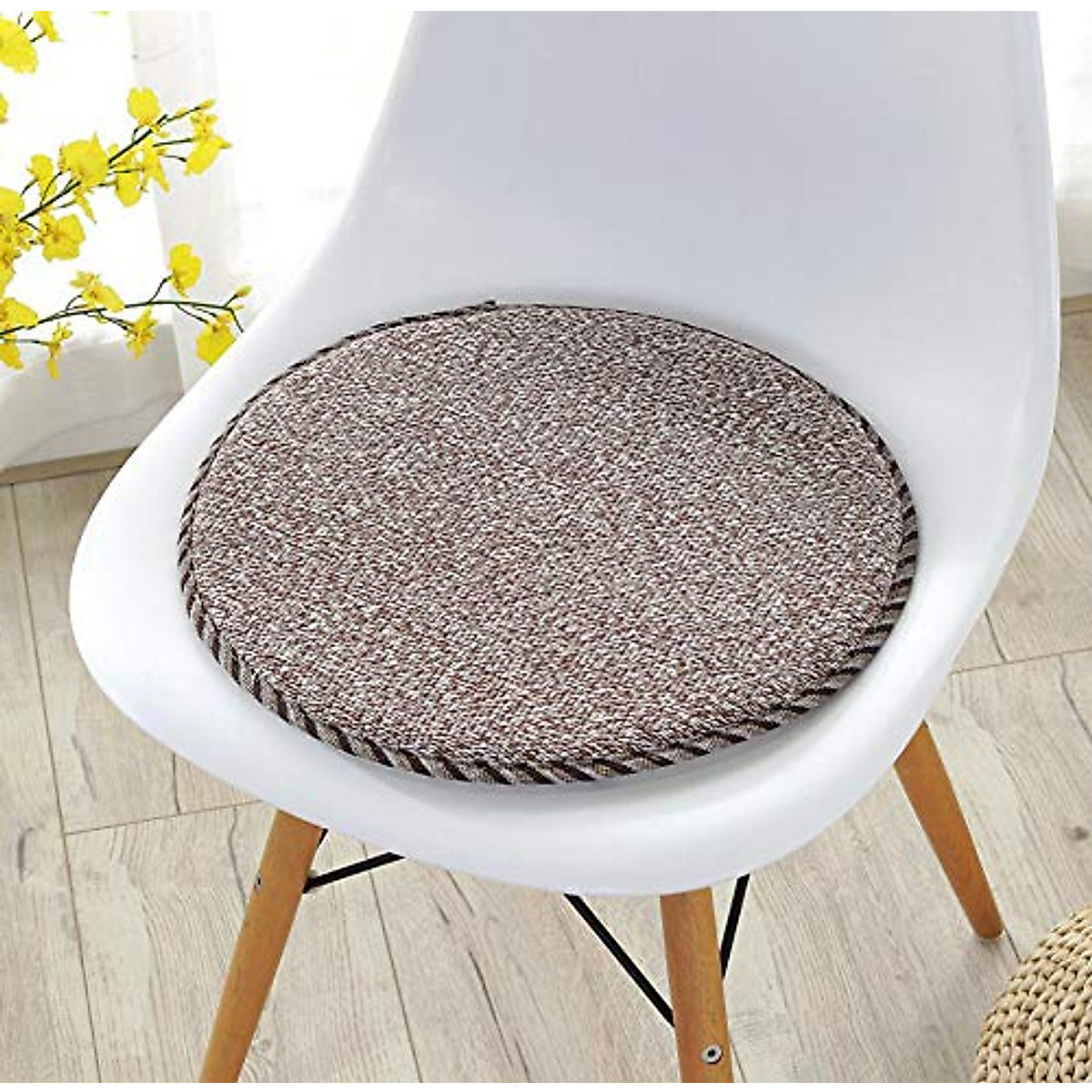 YUMUO Round Spong Seat Cushion,Comfort Breathable Dining Chair Cushions - Perfect for Kitchen Patio Furniture Garden Home S-Cotton Linen 30cmx30cm(11x11inch)