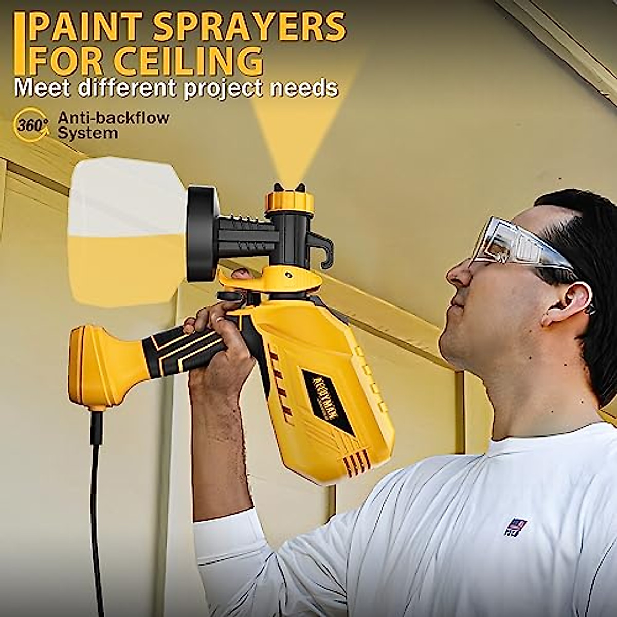 ALLOYMAN Paint Sprayer, 650W HVLP Electric Paint Sprayer, 4 Nozzles and 3 Patterns, with 1200ml Large Container Spray Gun, Easy to Clean, Paint sprayers for Home Interior and Exterior