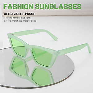 Przene Cateye Shaped Trendy Vintage Sunglasses for Women and Men UV400 Protection Square Frame Sun Glasses Green