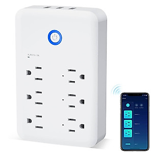 GHome Smart Plug Outlet Extender, USB Surge Protector 3 Individually Controlled Outlets and 3 USB Ports, WiFi Plug Works with Alexa Google Home, Outlet Timer Wall Adapter, 2.4GHz Wi-Fi Only, 15A/1800W