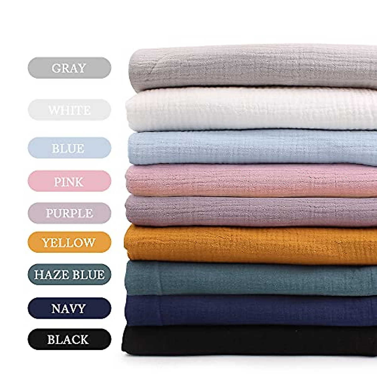 Wrinkle Gauze Cotton Material Quilting Sewing Craft Fabric Table Runners Decor Cloth for Party, Wedding Cheesecloth Kitchen Cooking (5Yard, White)