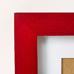 ZXT-parts 6x6 Picture Frames Red wood Without Mat, 4x4 Picture Frame with Mat, Solid Wood, 2 panels (1 glass, 1 plexiglass), The Table, The Wall.