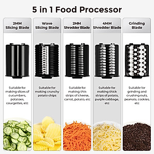 X Home Electric Cheese Grater, Electric Slicer Shredder for Vegetable, Cheese, Salad, Cucumber, Carrots, Potatoes, One-Touch Start & Easy to Clean, 5 Blades, Gray