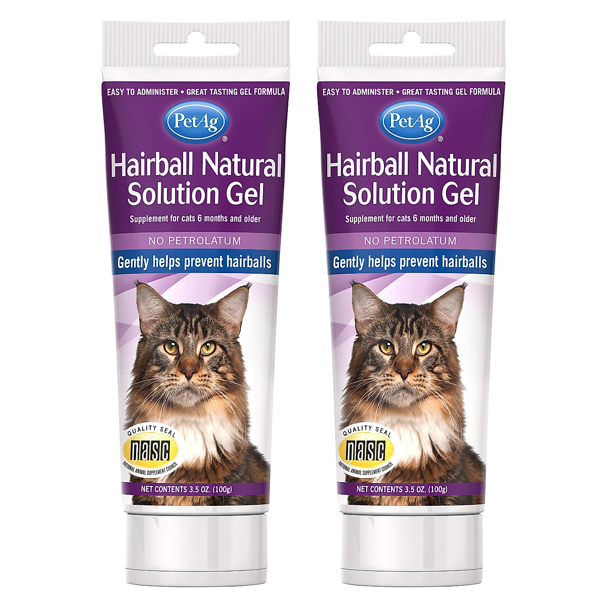 Pet-Ag Hairball Natural Solution Gel Supplement for Cats - 3.5 oz, Pack of 2 - Helps Prevent and Reduce Hairballs in Cats 6 Months and Older - Petrolatum Free