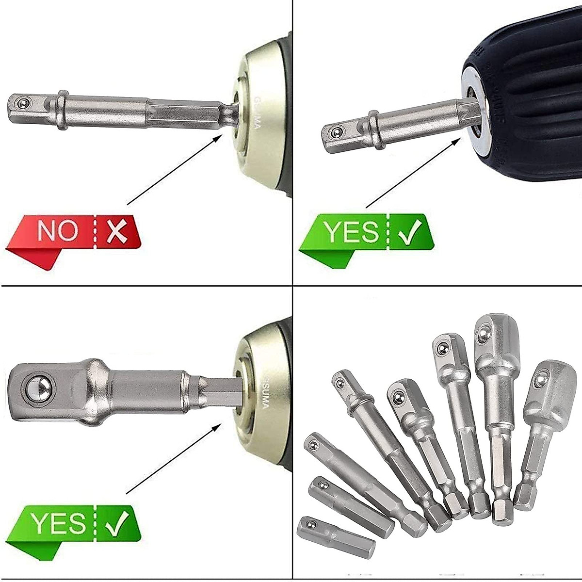 Reppkyh 11Pcs Socket Adapter Impact Hex Shank Drill Bits Power Extension Bar 8Pcs Sets 14 38 12 + 3Pcs 14 Hex Shank Screwdriver Bit Holder High Speed Nut Driver Drive