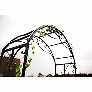 1. GO Steel Garden Arch with Seat for 2 People, 6'9" High x 3'9" Wide, Garden Arbor for Various Climbing Plant, Outdoor Garden Lawn Backyard