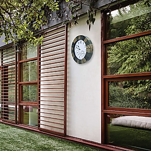 DORBOKER Outdoor Clock Thermometer and Hygrometer Combo, 14 Inch, Gray Slate, Unisex