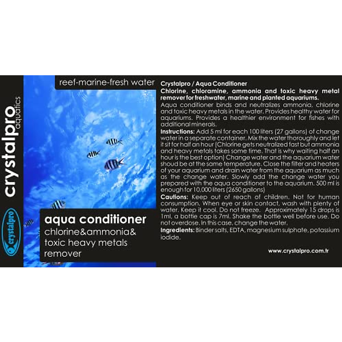 Crystalpro Aqua Conditioner 16.9 Oz - Treats 2650 Gallons Neutralizes Chlorine Ammonia In Tap Water - Additional Minerals To Reduce Stress - For All Aquariums Water Conditioner for Freshwater Aquarium