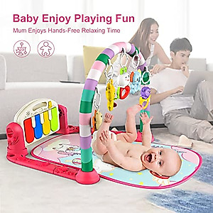 Baby Play Mat Baby Gym,Play Piano Tummy Time, Activity Center for Baby,Baby Toys,Infant Baby Play Mat with Music&Lights, Boy & Girl Gifts for Newborn Baby Toddler 0 to 3 6 9 12 Months(Pink)…