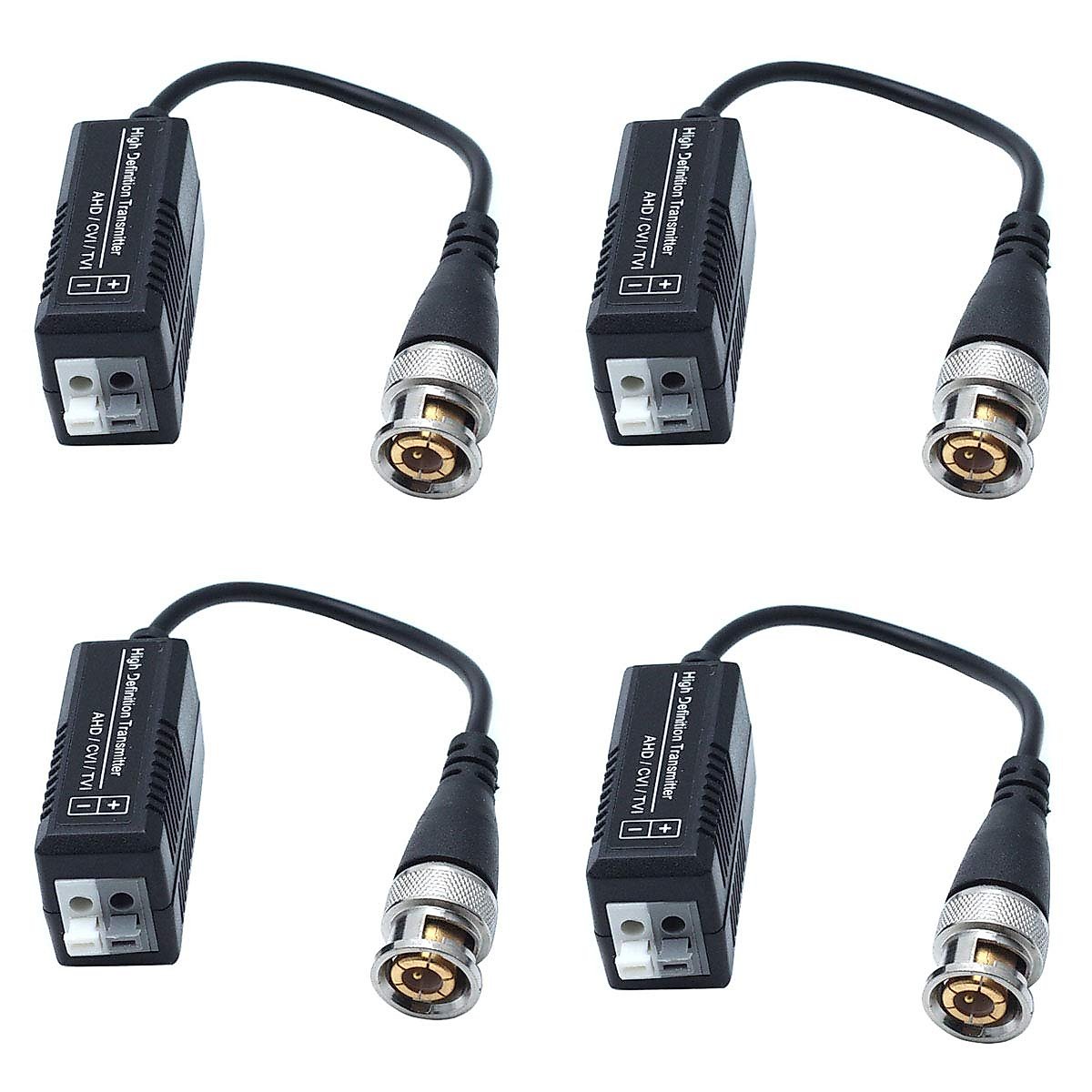 Sscon 4pcs High Definition Passive Video Transmitter for Camera System Male BNC to UTP CAT 5/5e/6 Cable