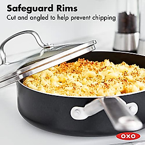 OXO Agility Series 5QT Saute Pan with Lid, Ceramic Nonstick Cookware PFAS-Free, Induction Suitable, Quick Even Heating, Stainless Steel Handles, Chip-Free Rims, Dishwasher and Oven Safe, Black